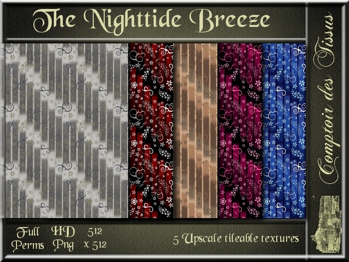 Second Life Marketplace - Nighttide Breeze - 5 FULL PERMS Textures