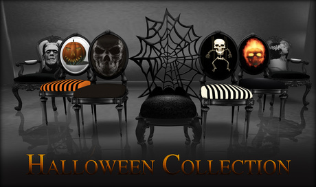 Second Life Marketplace - Boudoir Antique ANIMATED Red Eyes Skull Chair