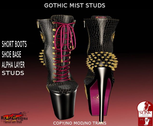 Second Life Marketplace - GOTHICA MIST SHORT BOOTS SPIKES
