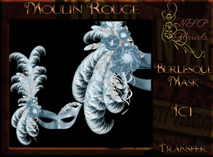 Second Life Marketplace - NSP Moulin Rouge Burlesque Mask (Ice) boxed