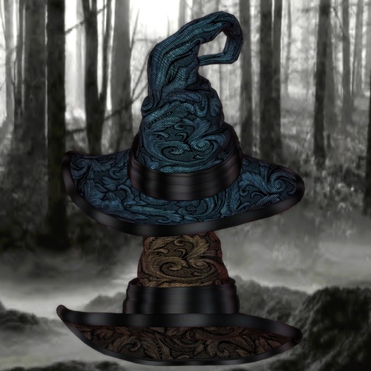 Second Life Marketplace - The Mad Hattery Set of Scrolled Print Witch Hats