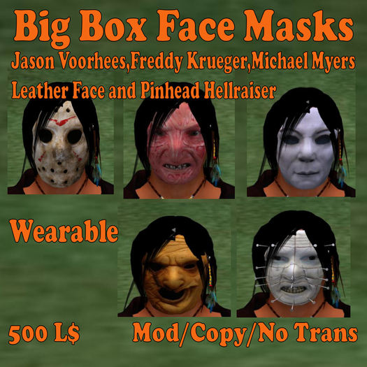 Second Life Marketplace - Big Box Face Masks (MN)(Box)