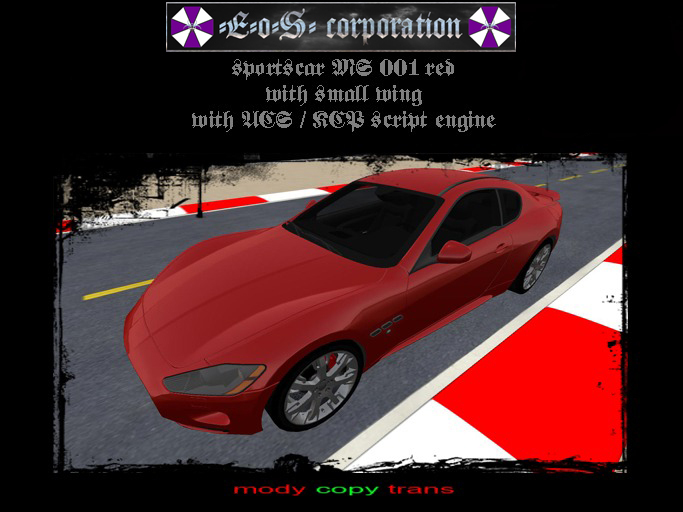 Second Life Marketplace - Sportscar MS 001 red SP01 BOX