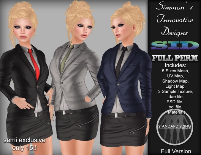 Second Life Marketplace - Demo Semi-Exclusive Female Casual Suit Top 15 ...