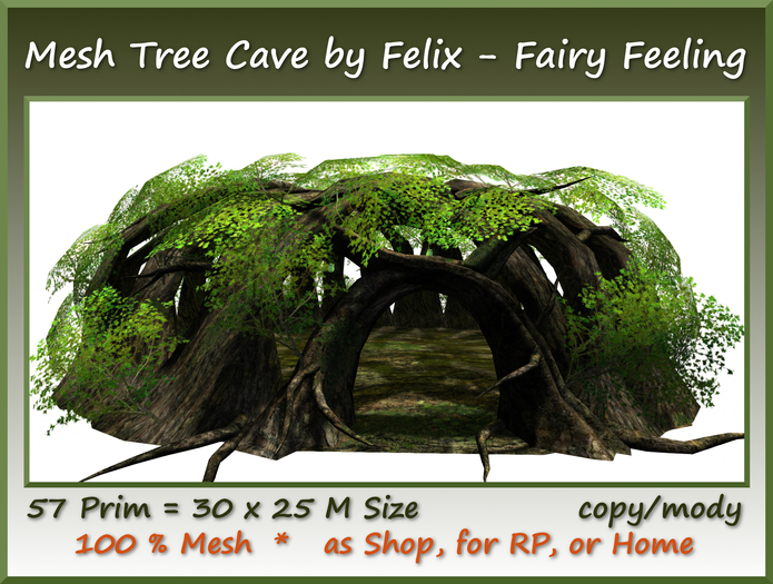 Second Life Marketplace - Mesh Tree Cave by Felix 57 Prim30x25 m Size ...
