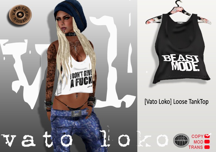 Second Life Marketplace - [Vato Loko] Loose TankTop (F) - Beast Mode*MESH*