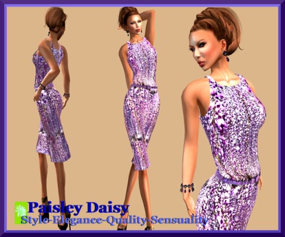 Second Life Marketplace - Paisley Daisy - Demure Flower Fall Pencil Dress