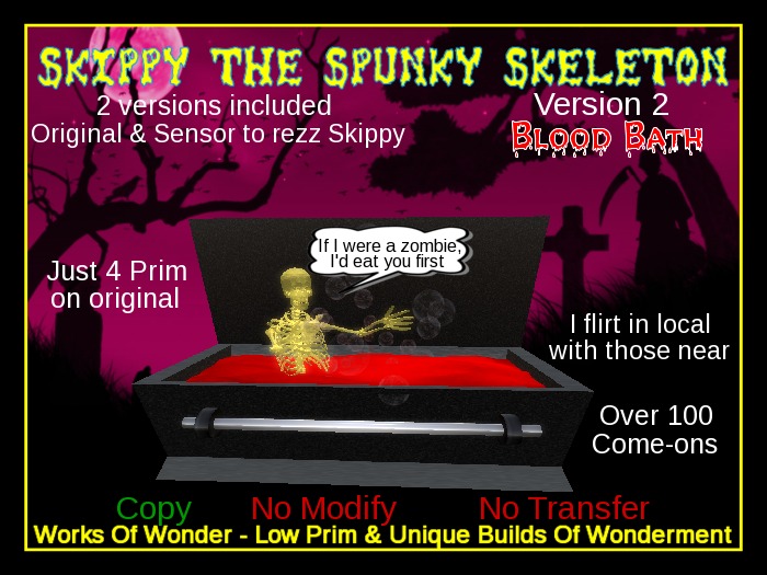 Second Life Marketplace - Skippy The Spunky Skeleton Blood Bath -MESH ...