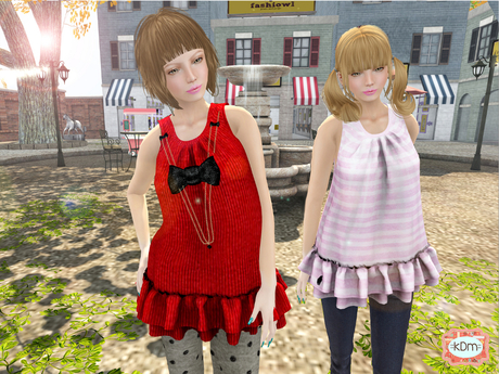 Second Life Marketplace - ::kDm:: sleeveless tunic cutsew -stripe brown-