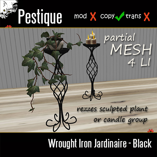 Second Life Marketplace - Wrought Iron Jardinaire - Black