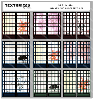 Second Life Marketplace - Texturized - Japanese Shoji doors Textures pack1
