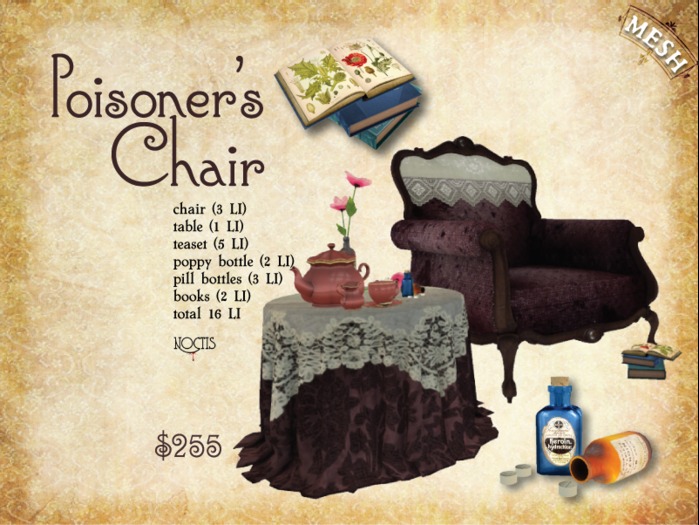 Second Life Marketplace - [noctis] The Poisoners Chair/Plum BOXED