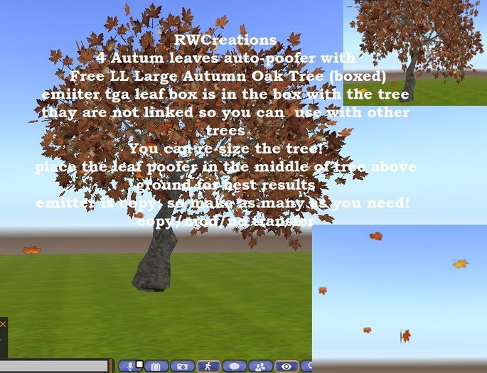 Second Life Marketplace - 4 Autumn leaves auto-poofer with Free Large Autumn Oak Tree(boxed)
