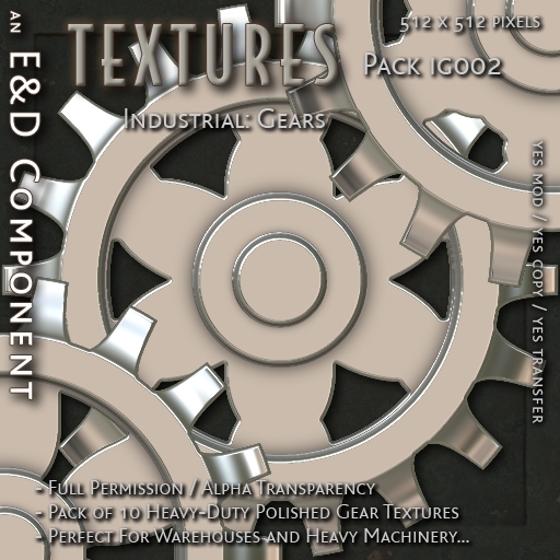 Second Life Marketplace - [IG002] 10 Heavy Duty Gears Textures with ...