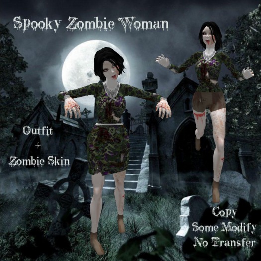 Second Life Marketplace - Spooky Zombie Woman - Halloween skin and costume