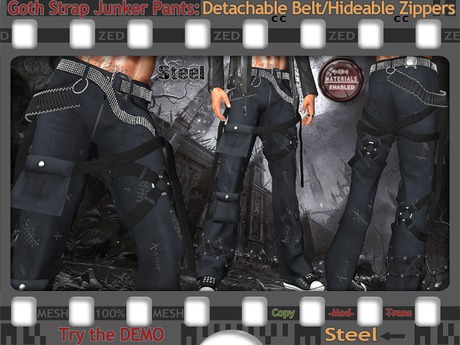 Second Life Marketplace - FULL - ZED MESH MATERIALS ENABLED: Goth Strap ...