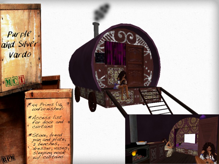 Second Life Marketplace - Low Prim Romani Bow Vardo: Purple and Silver v2.5