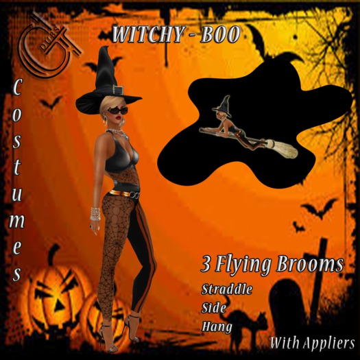 Second Life Marketplace - WITCHY-BOO COMPLETE W/APPLIERS & BROOMS