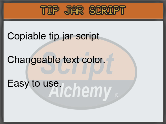 Second Life Marketplace - Script Alchemy - Tip Jar Script (Boxed)
