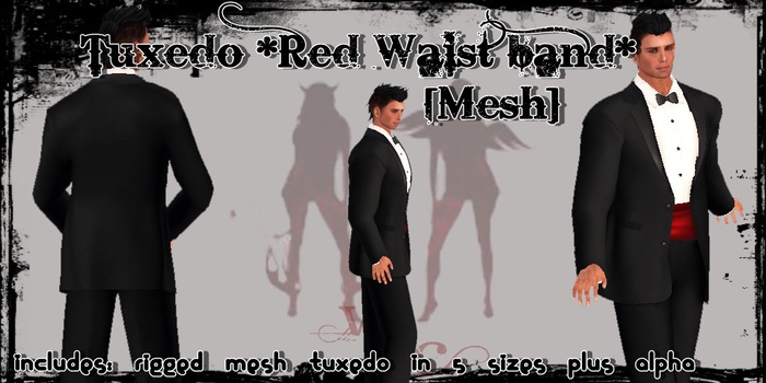 Second Life Marketplace - ^WSC^ Tuxedo *Red Waist Band* {Mesh}