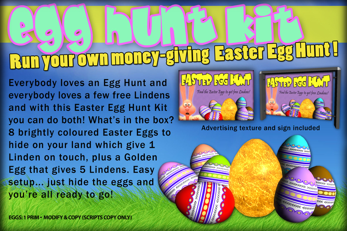 Second Life Marketplace - Easter Egg Hunt Kit - Money Giving