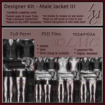 Second Life Marketplace - LMC Alpha Templates PSD Files - Male Jacket III