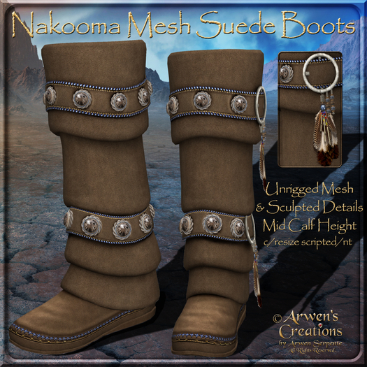 Second Life Marketplace - {AS} Native American Boots: Nakooma Stone ...