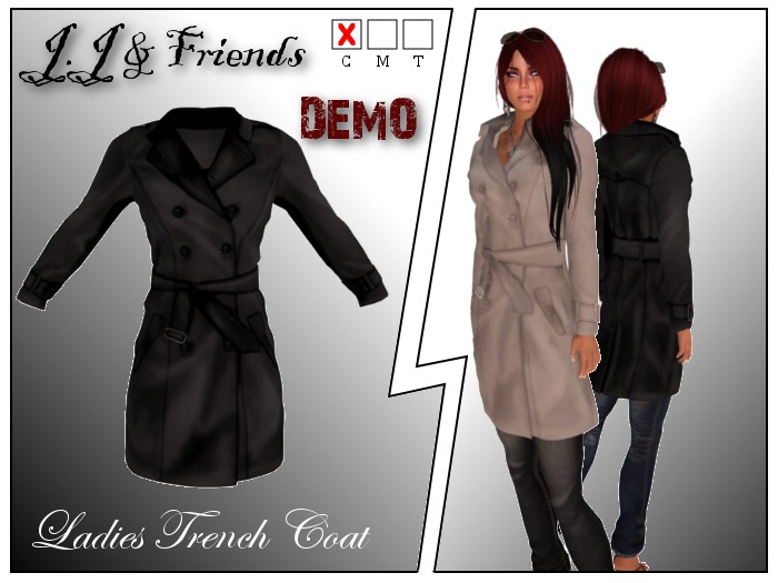 Second Life Marketplace - .:JJ&Friends:. -Ladies Trench Coat Demo