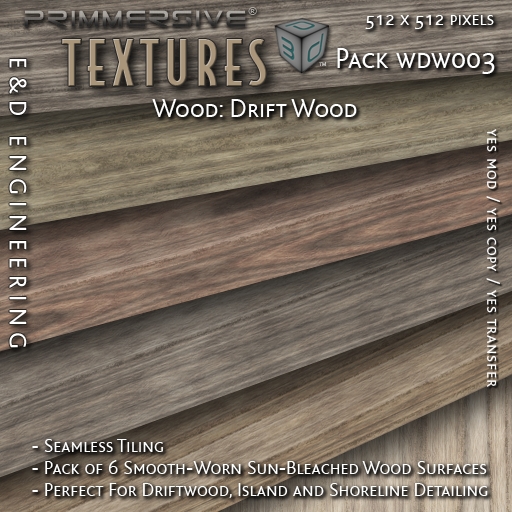 Second Life Marketplace - [WDW003] 6 512px Smooth-Worn and Sun Bleached ...