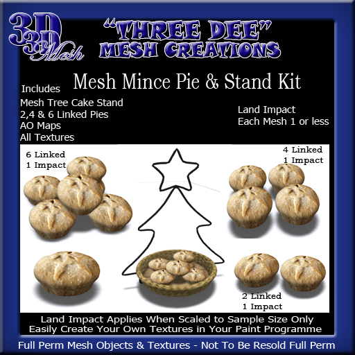 Second Life Marketplace - TD Mesh Mince Pie & Stand Kit