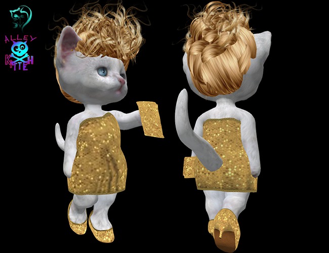 Second Life Marketplace Dinkie Gold Sequin Cocktail Dress