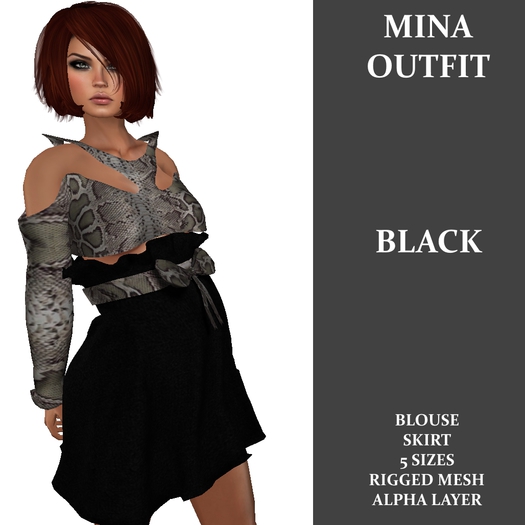 Second Life Marketplace - .:JIM:. Mina Outfit Black 5 Sizes Rigged Mesh