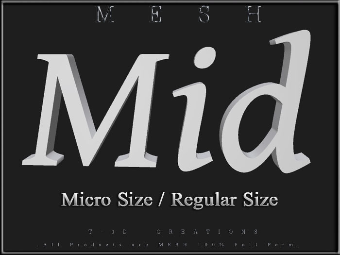 Second Life Marketplace - T-3D Creations [ Mid ] MESH - Regular Size ...