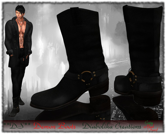 Second Life Marketplace - **DS**DEMON Boots Mesh Black Hight 1.3