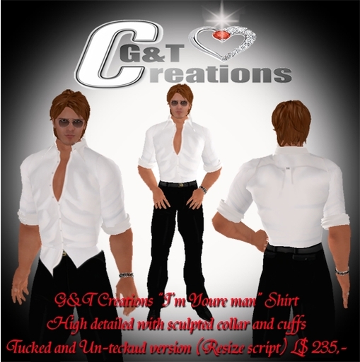 Second Life Marketplace - G&T Creations Male open shirt White