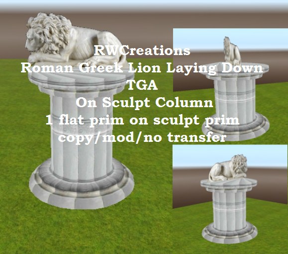 Second Life Marketplace - Ancient Roman Greek Lion Laying Down TGA ...