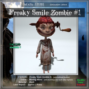 Second Life Marketplace - SaCaYa's Freaky Smile Zombie #1