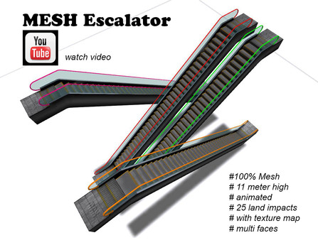 Second Life Marketplace - MESH-Animated 11 meter height Escalator ...