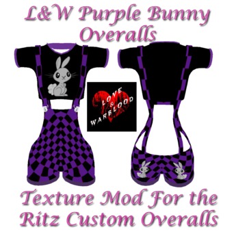 Second Life Marketplace - L&W Purple Bunny Overalls Kemono Mod