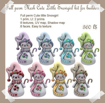 Second Life Marketplace - Full Perm MESH Cute Little Snowgirl kit for ...