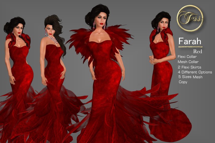 Second Life Marketplace - TessDesigns FARAH Red formal dress