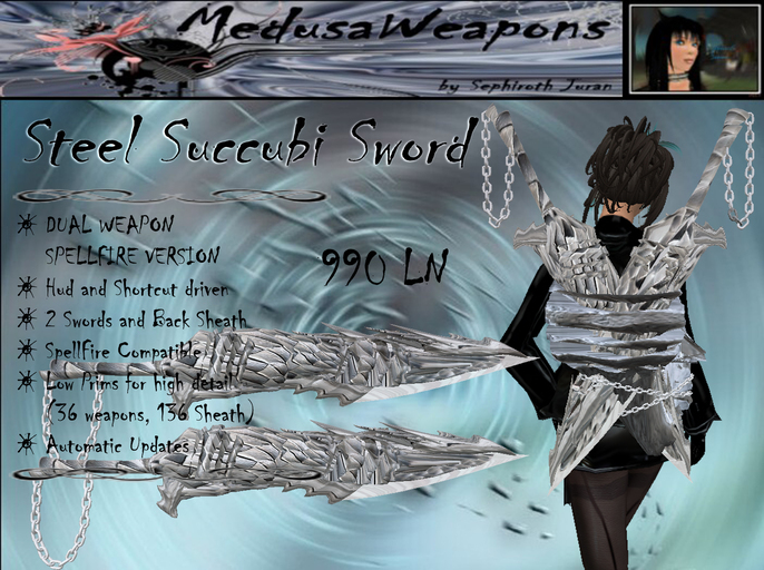 Second Life Marketplace - ~ Medusa Weapons ~ Steel Succubi Dual Sword ...