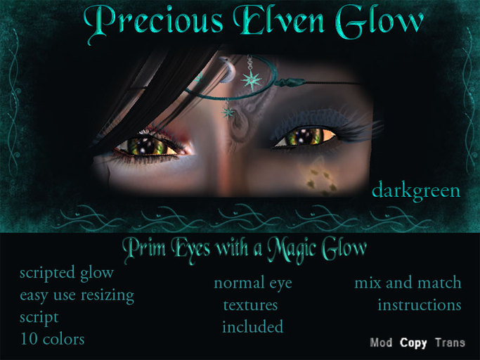 Second Life Marketplace - *HOE* Elven Glow Primeyes Darkgreen animated ...