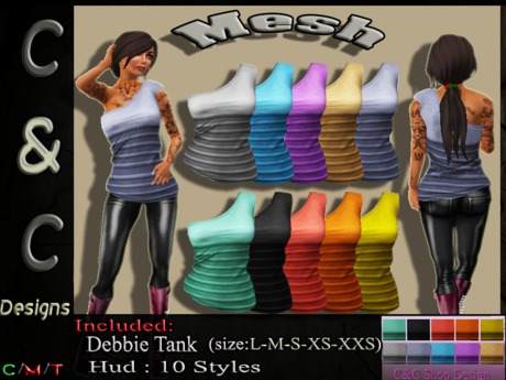 Second Life Marketplace - C&C Mesh Debbie Tank (Hud 10 Styles) DEMO
