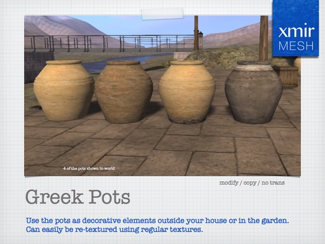Second Life Marketplace - Greek Pot in 5 textures big Urn for ...
