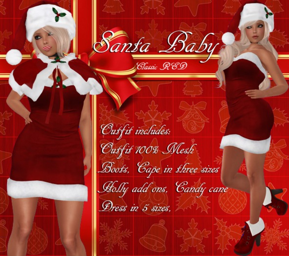 Second Life Marketplace - *BT* Santa Baby red (boxed)
