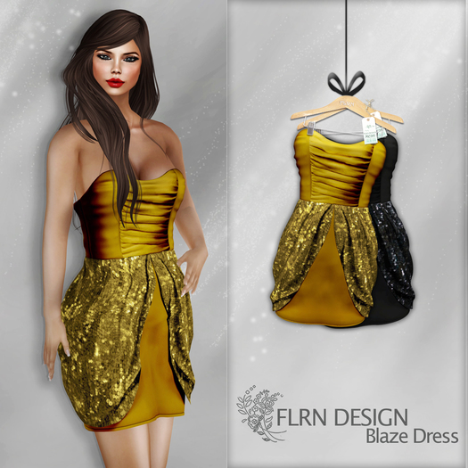 Second Life Marketplace - Blaze Dress V2 Yellow&Black