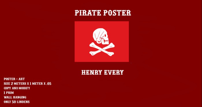 Second Life Marketplace - [ART] Henry Every Wall Poster
