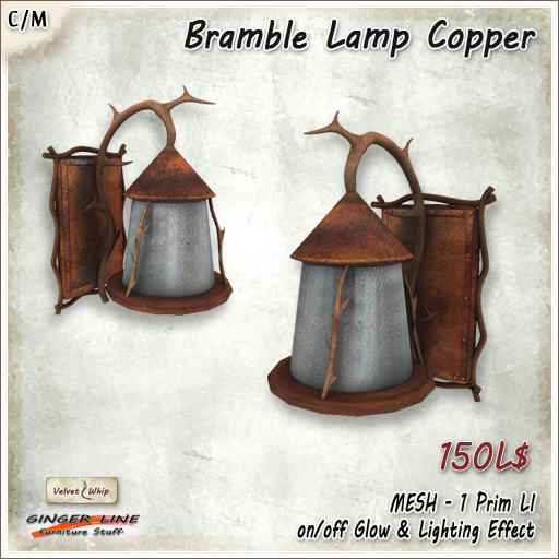 Second Life Marketplace - [V/W] Bramble Lamp Copper - 1 LI Fantasy wall ...