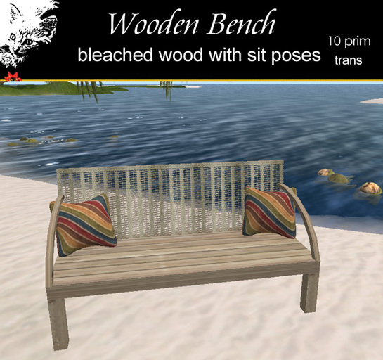 Second Life Marketplace - Pestique Bleached Wooden Bench BeachBonanza